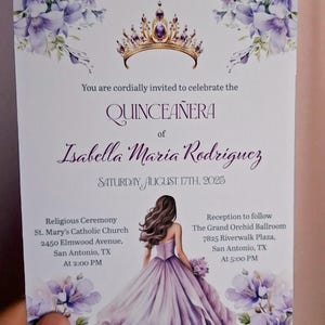 Floral Dress Quinceañera Invitation: Personalized 15th Birthday Party ...