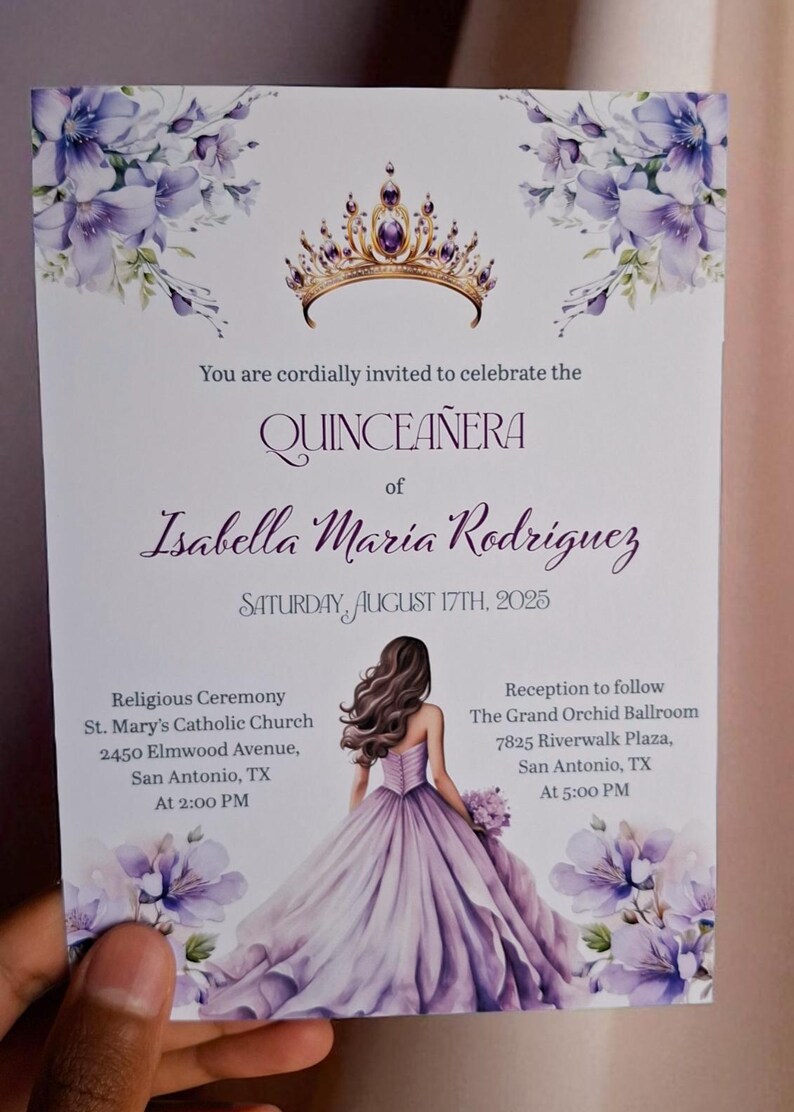 Floral Dress Quinceañera Invitation: Personalized 15th Birthday Party ...