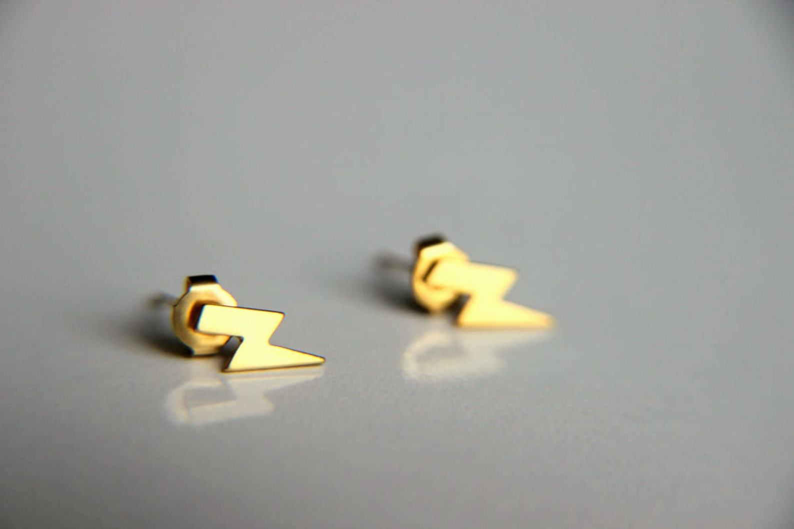 Earrings:gold Plated Flash Lightning Bolts Minimalist Design - Etsy