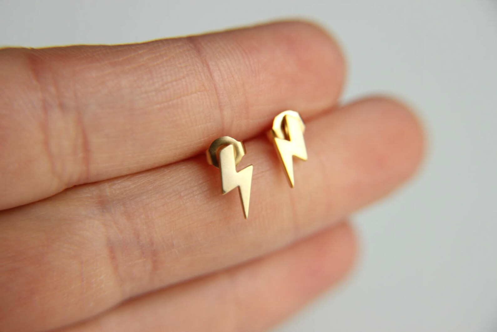 Earrings:gold Plated Flash Lightning Bolts Minimalist Design Gift for ...