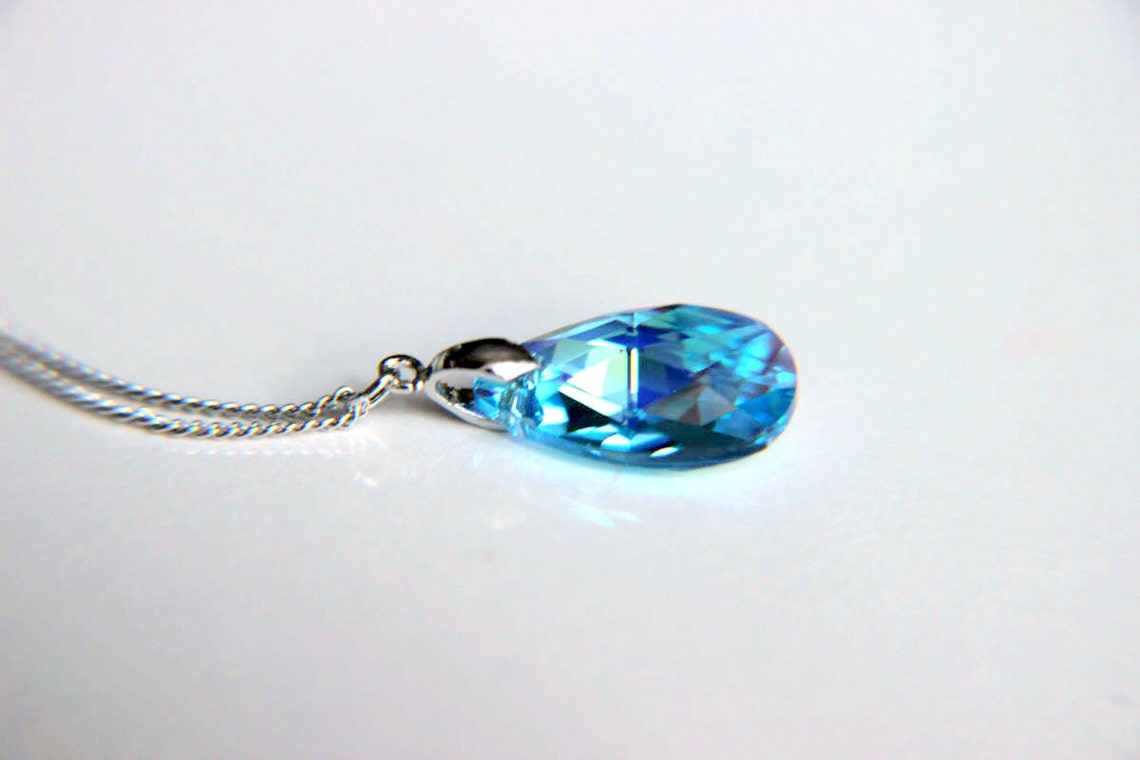 Emerald Blue Swarovski Cystal Necklace Wedding - Etsy