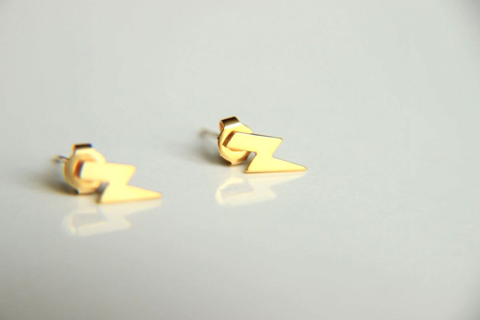 Earrings:gold Plated Flash Lightning Bolts Minimalist Design - Etsy