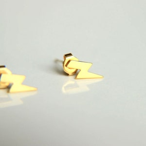 Earrings:gold Plated Flash Lightning Bolts Minimalist Design Gift for ...