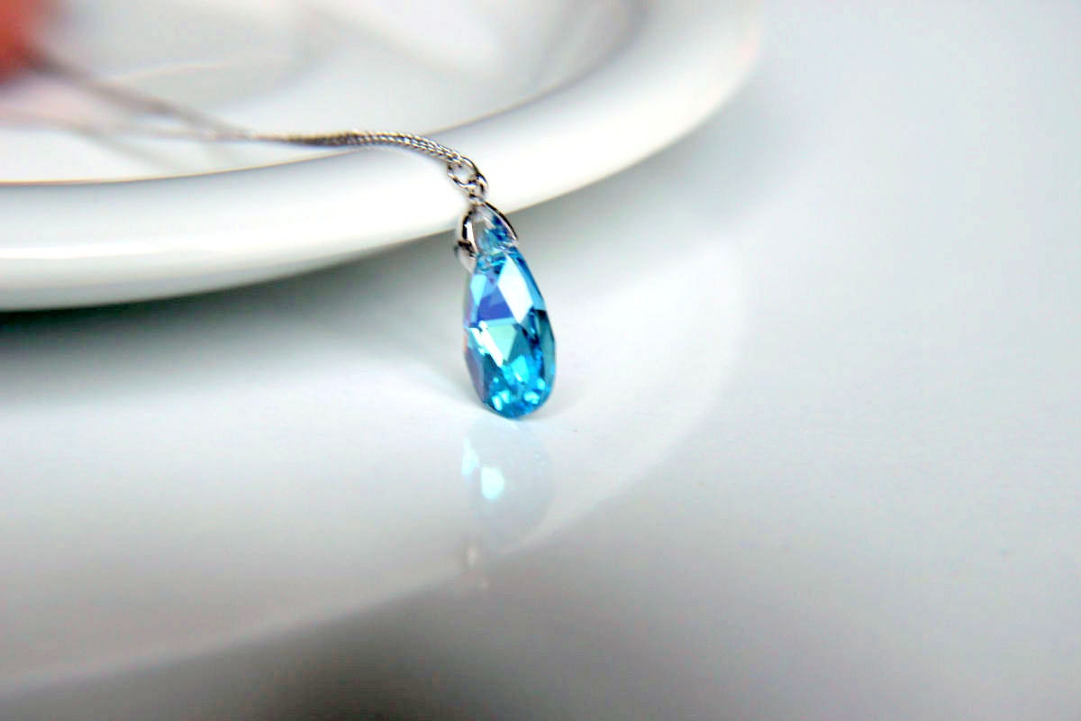Emerald Blue Swarovski Cystal Necklace Wedding - Etsy