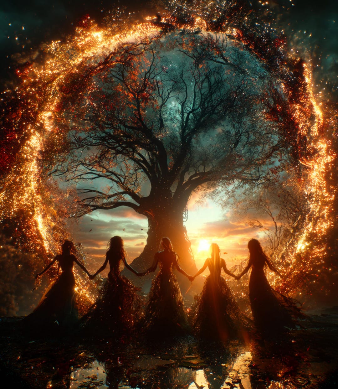 Dancing Witches With the Tree of Life, Coven, Printable Image, Magical ...
