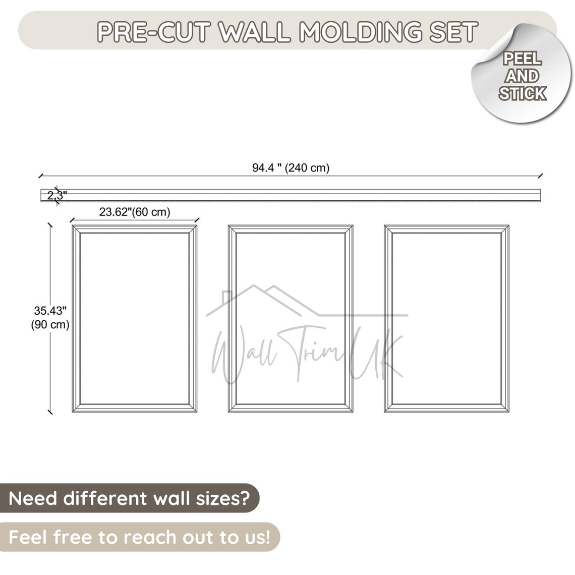 Luxury Wainscoting Wall Panel Kit - Pre-cut, Ready Assemble Wall Trim ...
