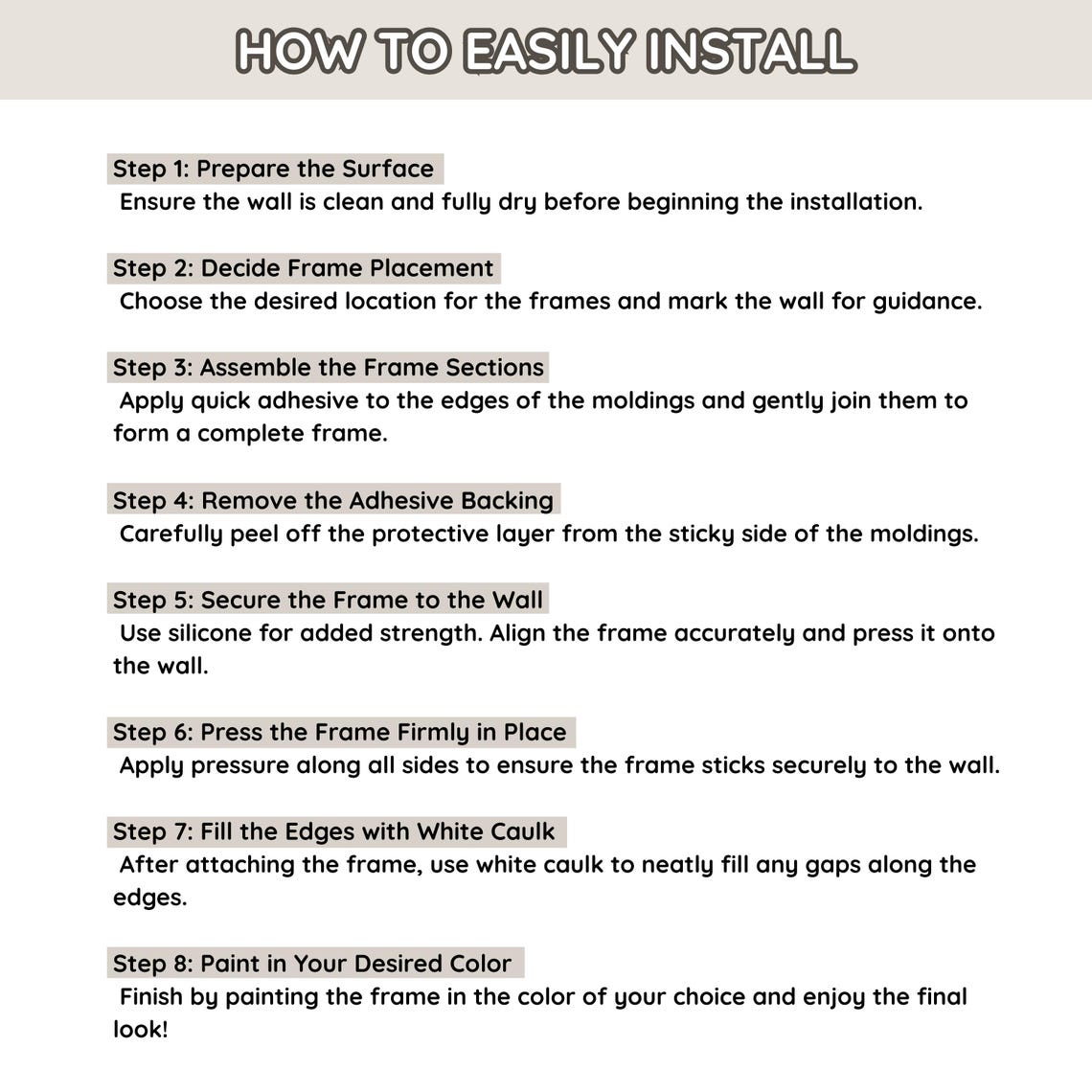 Easy Install Wall Moulding Kit – Frame Wall Molding – Decorative Wall ...