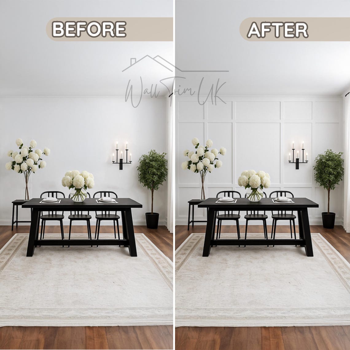 Modern Wall Panelling Decor – Pre-cut Wall Moulding Kit for Dining Room ...