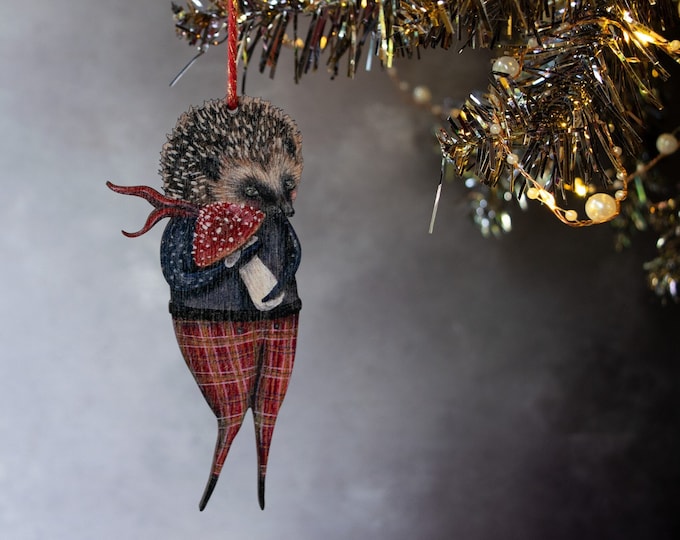 Double Sided Hedgehog With a Mushroom Hanging Ornament. "herbert ...