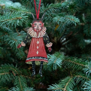 Illustrated Wooden Hanging Decoration of a Devil Called Rowan. Vintage ...