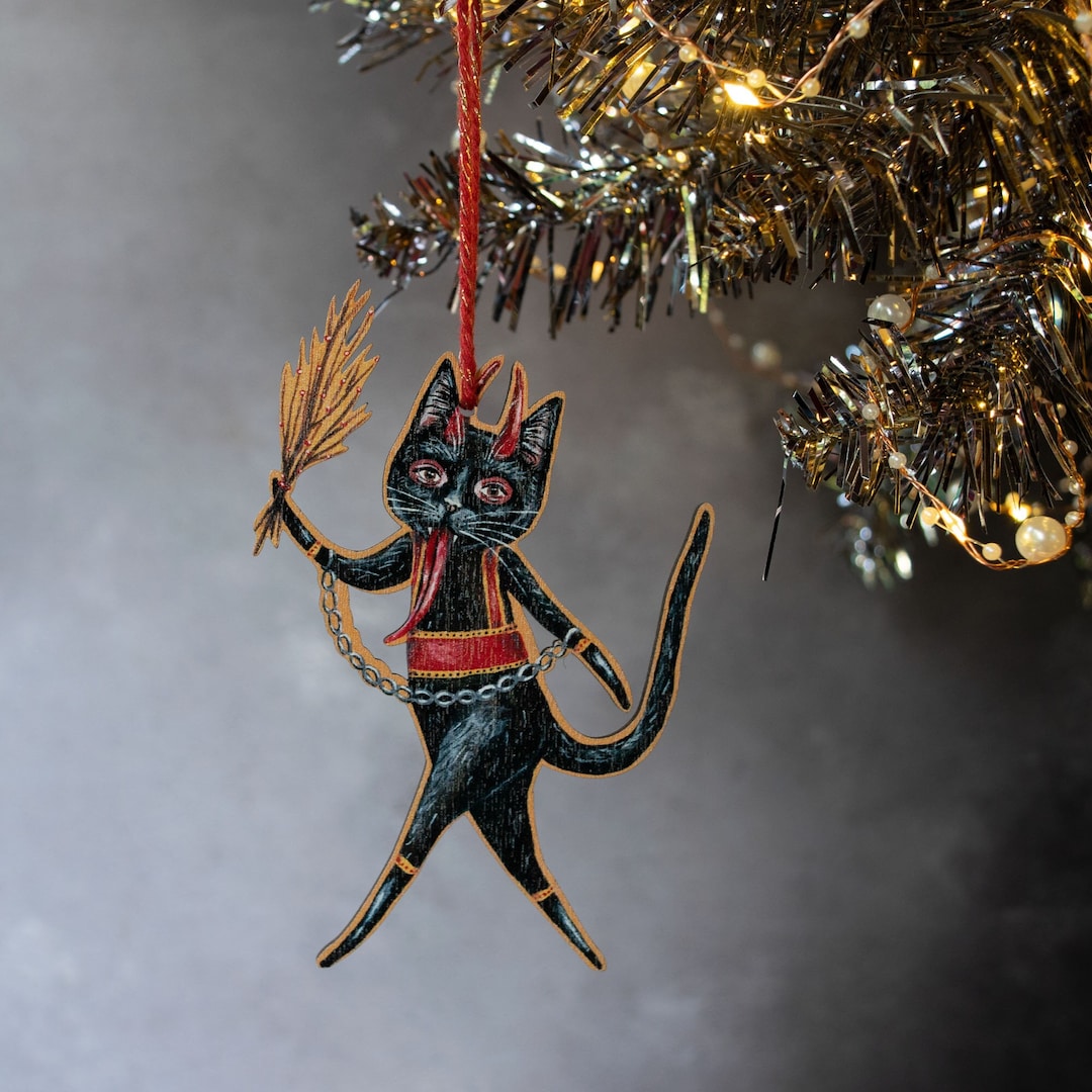 Double Sided Krampus Cat Hanging Ornament. Christmas Krampus Tree ...