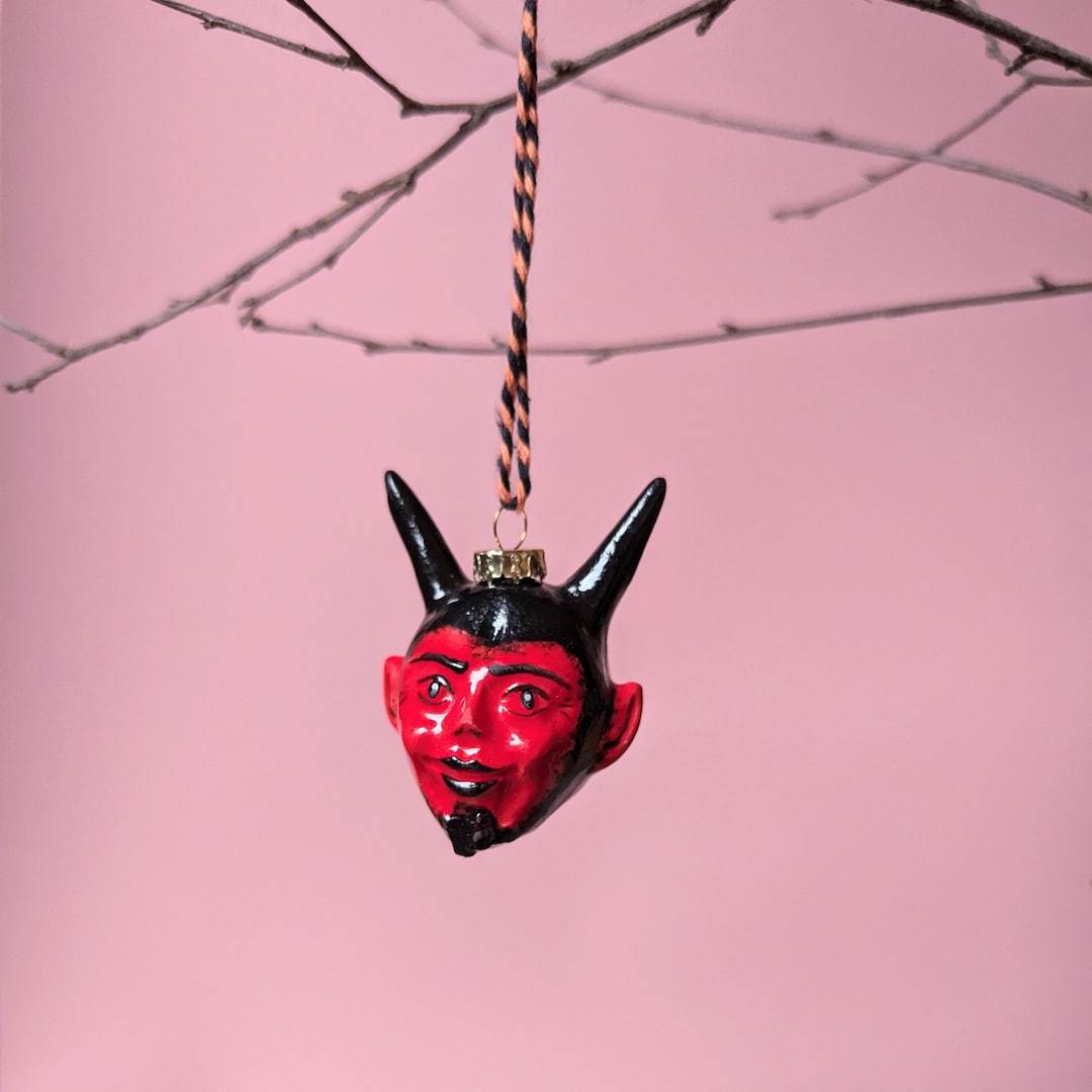 Ceramic Red and Black Devil Hanging Ornament. Vintage Style, Handmade ...