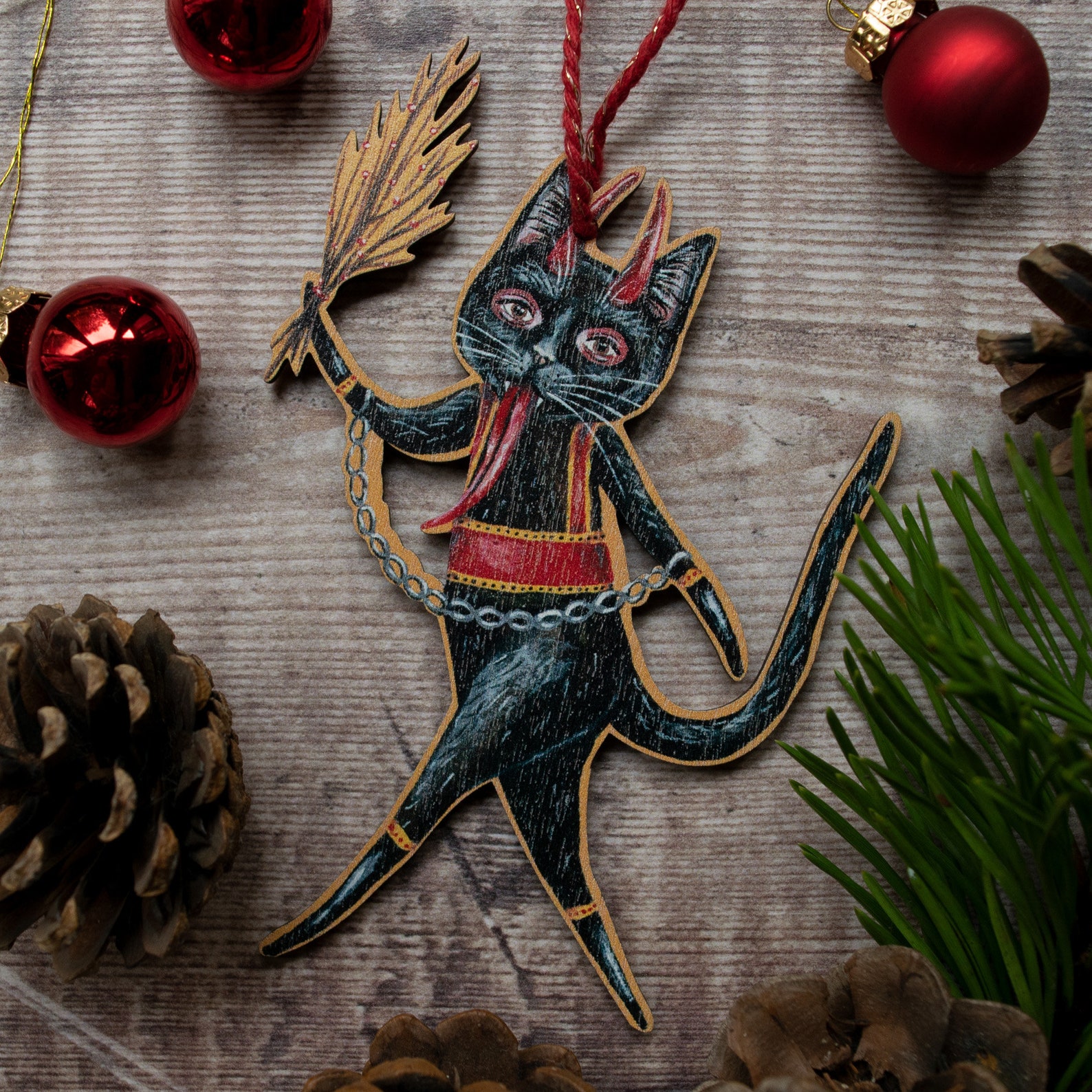 Double Sided Krampus Cat Hanging Ornament. Christmas Krampus - Etsy