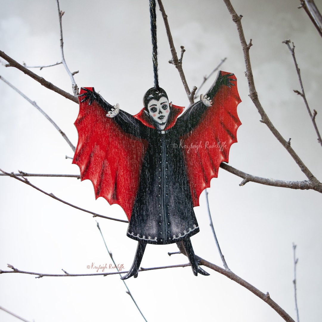 Halloween Vampire Wooden Hanging Decoration, Double Sided, Made in the ...