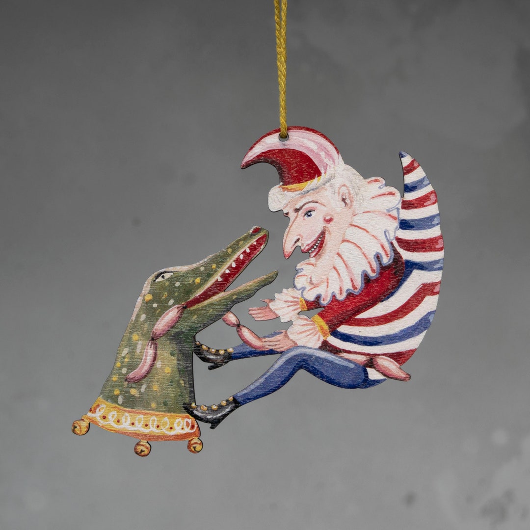 Wooden Hanging Decoration of Punch and a Crocodile, Double Sided. Punch ...