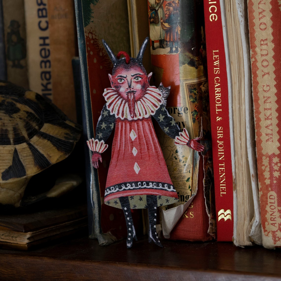 Illustrated Wooden Hanging Decoration of a Devil Called Rowan. - Etsy