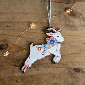 Wooden Leaping Yule Goat Christmas Tree Ornament. Kitschy Christmas ...