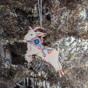 Wooden Leaping Yule Goat Christmas Tree Ornament. Kitschy Christmas ...