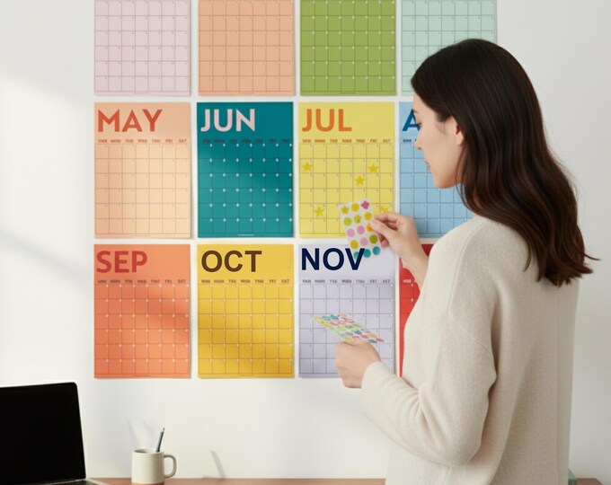 Large Monthly Wall Planner A3 Colourful | XL Wall Planner | Individual ...