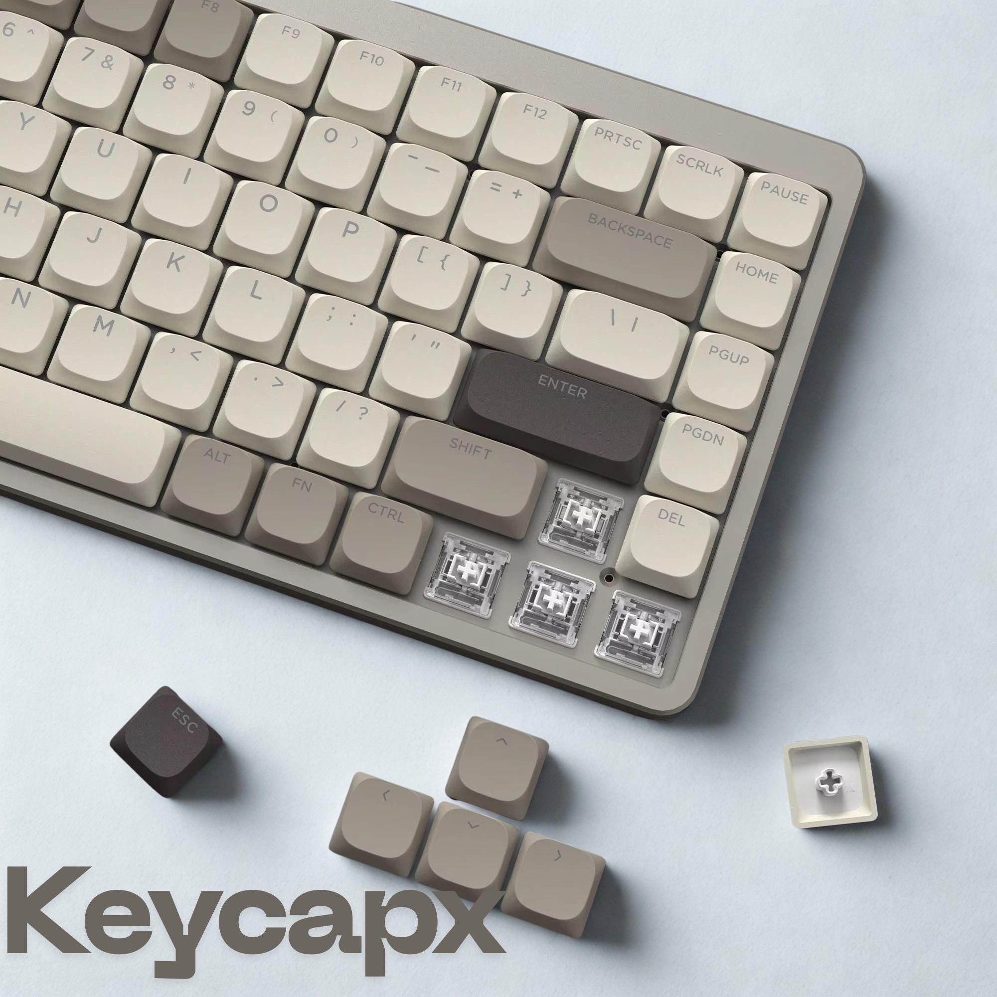 Khaki Low-profile PBT Keycap Set: RGB Backlit, Shine Through - Slim ...