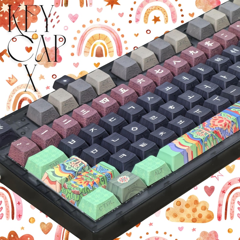 Hangul Korean Keycaps Set | Dancheong PBT Cherry Profile | Side Print ...