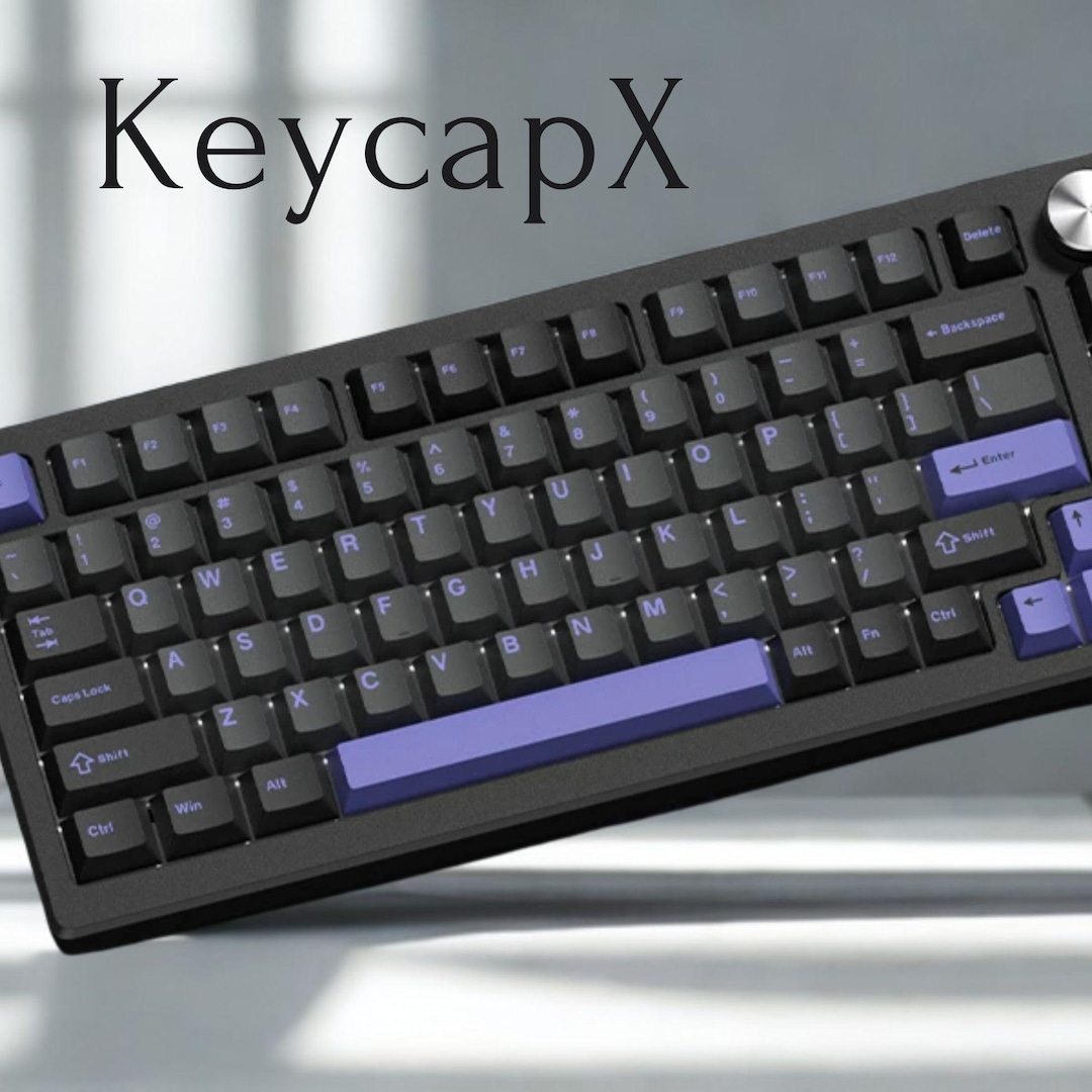 Black Purple Keycaps Set– PBT Double Shot Cherry Profile Side Print RGB ...
