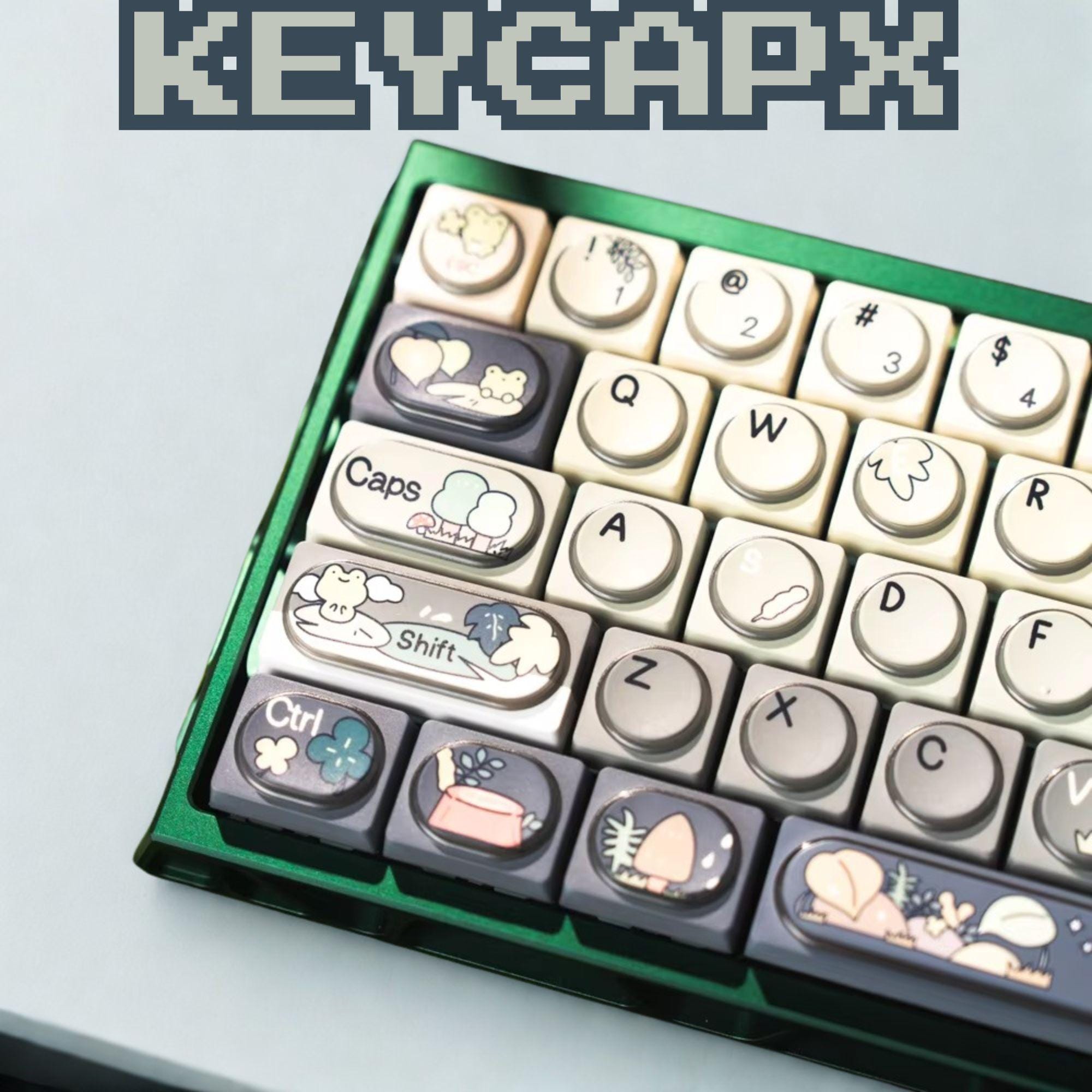 131 Key Frog Keycaps Set: Low Profile Cute Kawaii Keycap, Dye ...