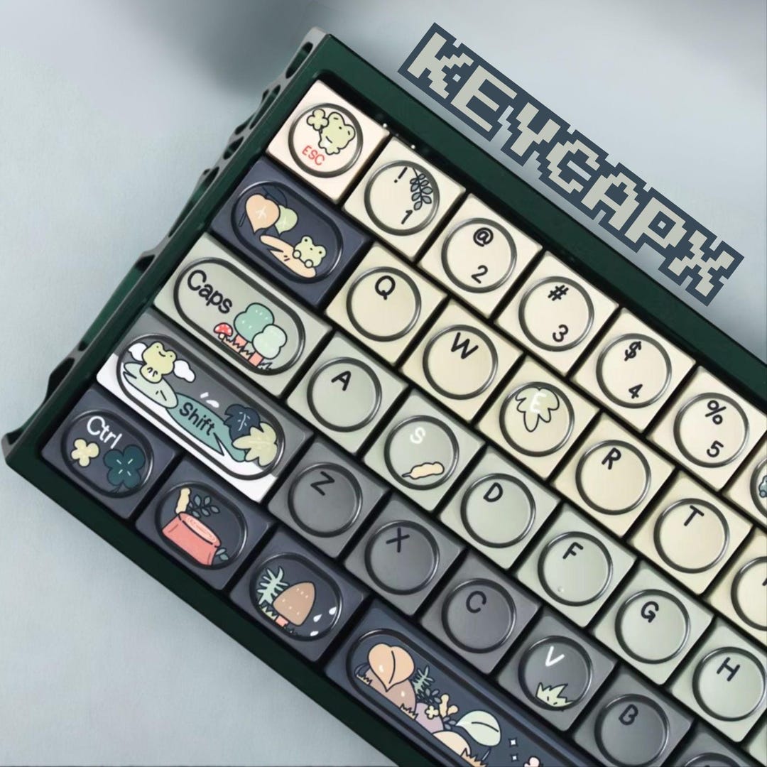 131 Key Frog Keycaps Set: Low Profile Cute Kawaii Keycap, Dye ...