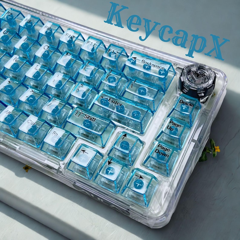 Blue Ice Transparent Keycap Set – Crystal Clear Cherry Profile PC ...