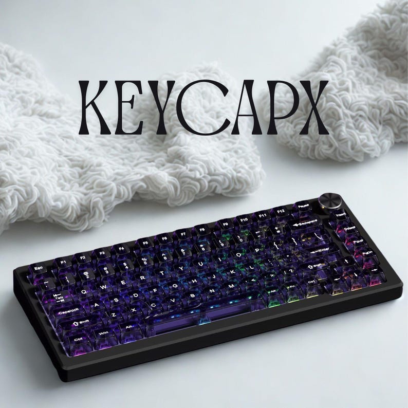 115-key Purple Transparent Keycaps: Crystal Clear PC RGB Shine-through ...