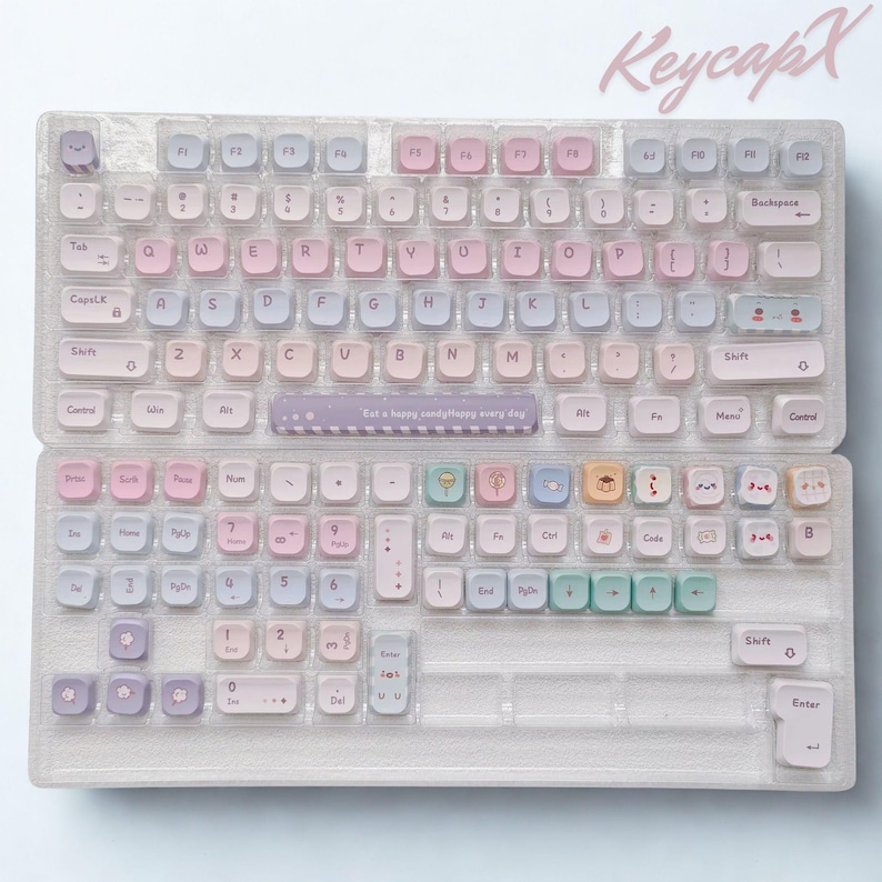 Low Profile Keycaps 120 Keys | ANSI ISO | Slim PBT Dye Sub Candy Theme ...