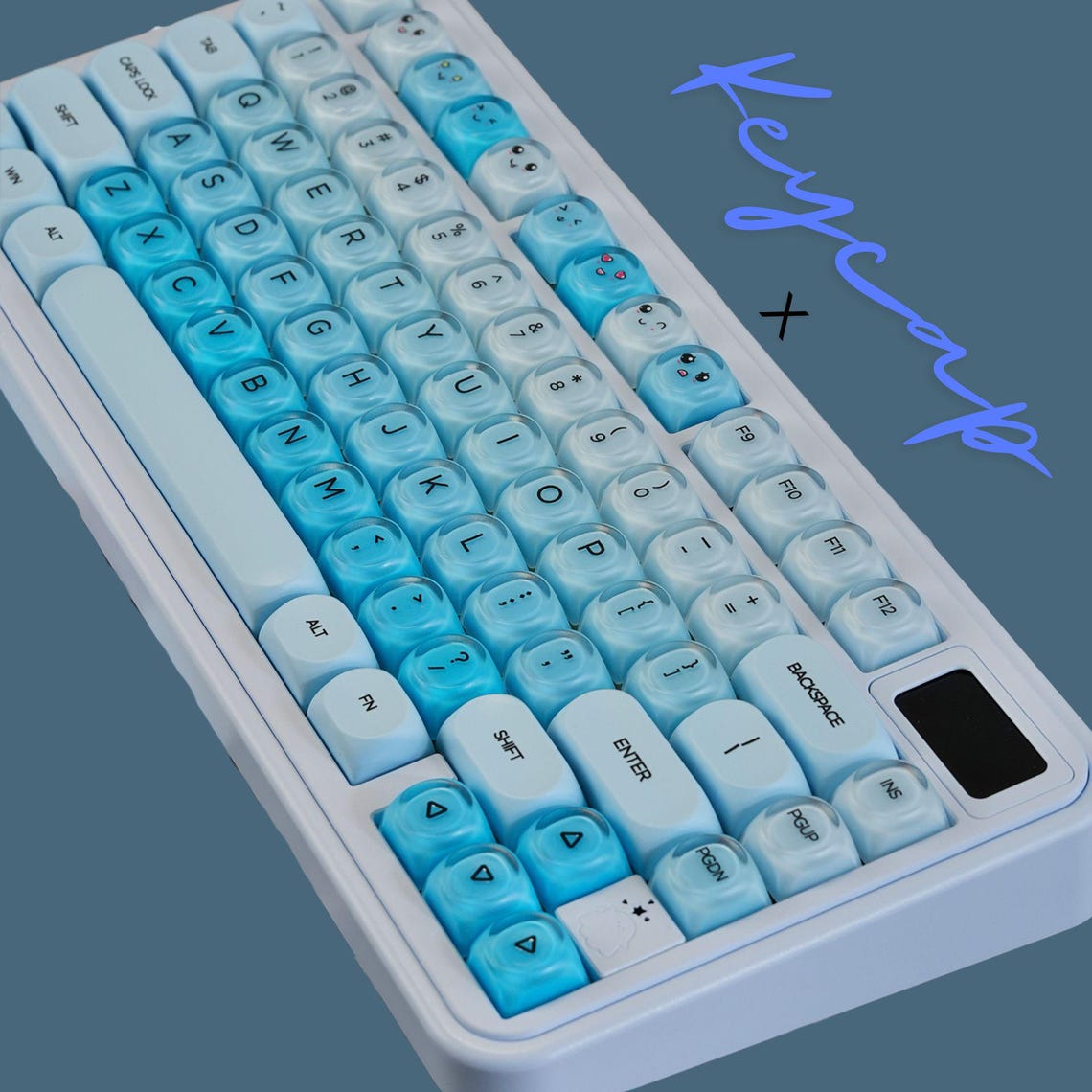 132-key Blue Liquid Gradient Keycap Set: PBT 5-side Dye-sub, ISO Enter ...