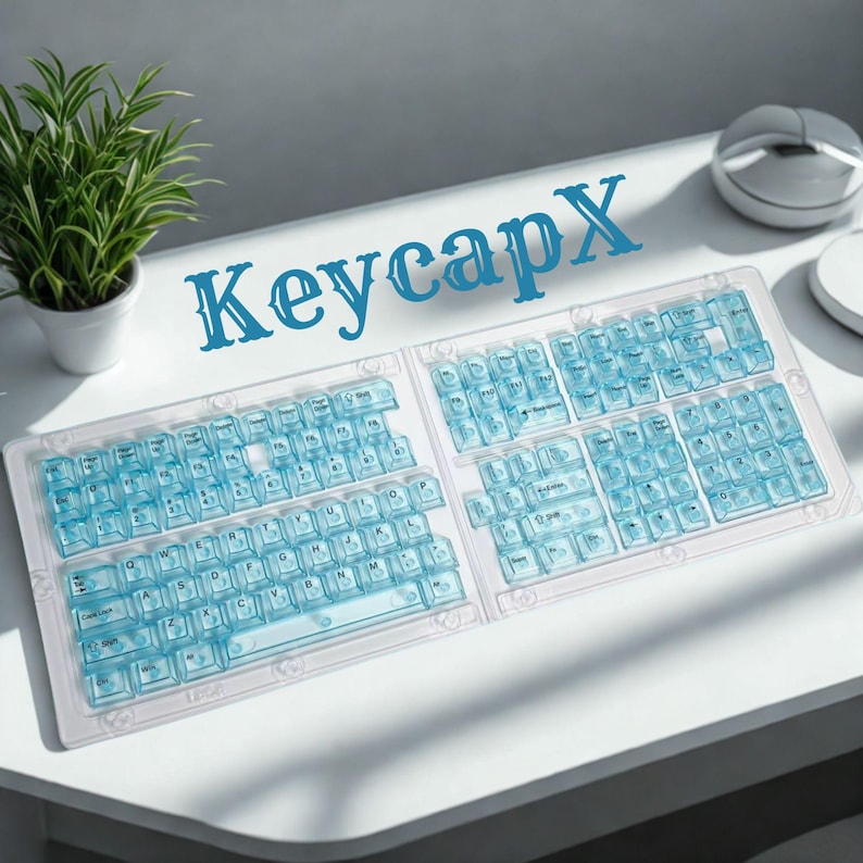 Blue Ice Transparent Keycap Set – Crystal Clear Cherry Profile PC ...