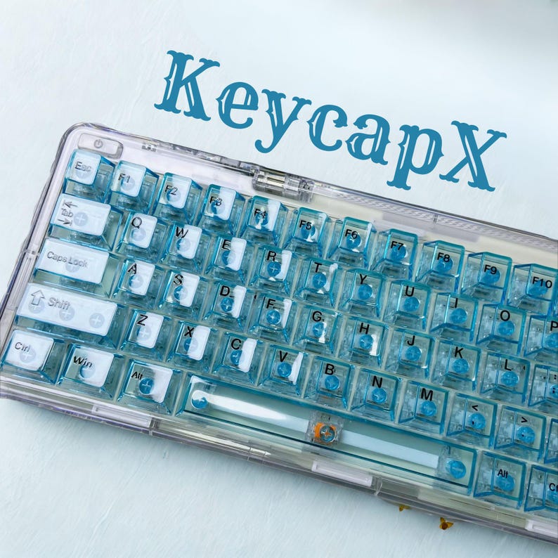 Blue Ice Transparent Keycap Set – Crystal Clear Cherry Profile PC ...