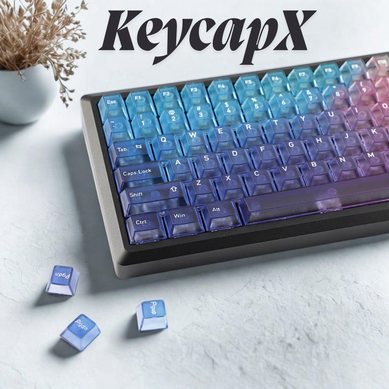 Rainbow Gradient Keycap Set: Transparent PC Cherry Profile, RGB Backlit ...
