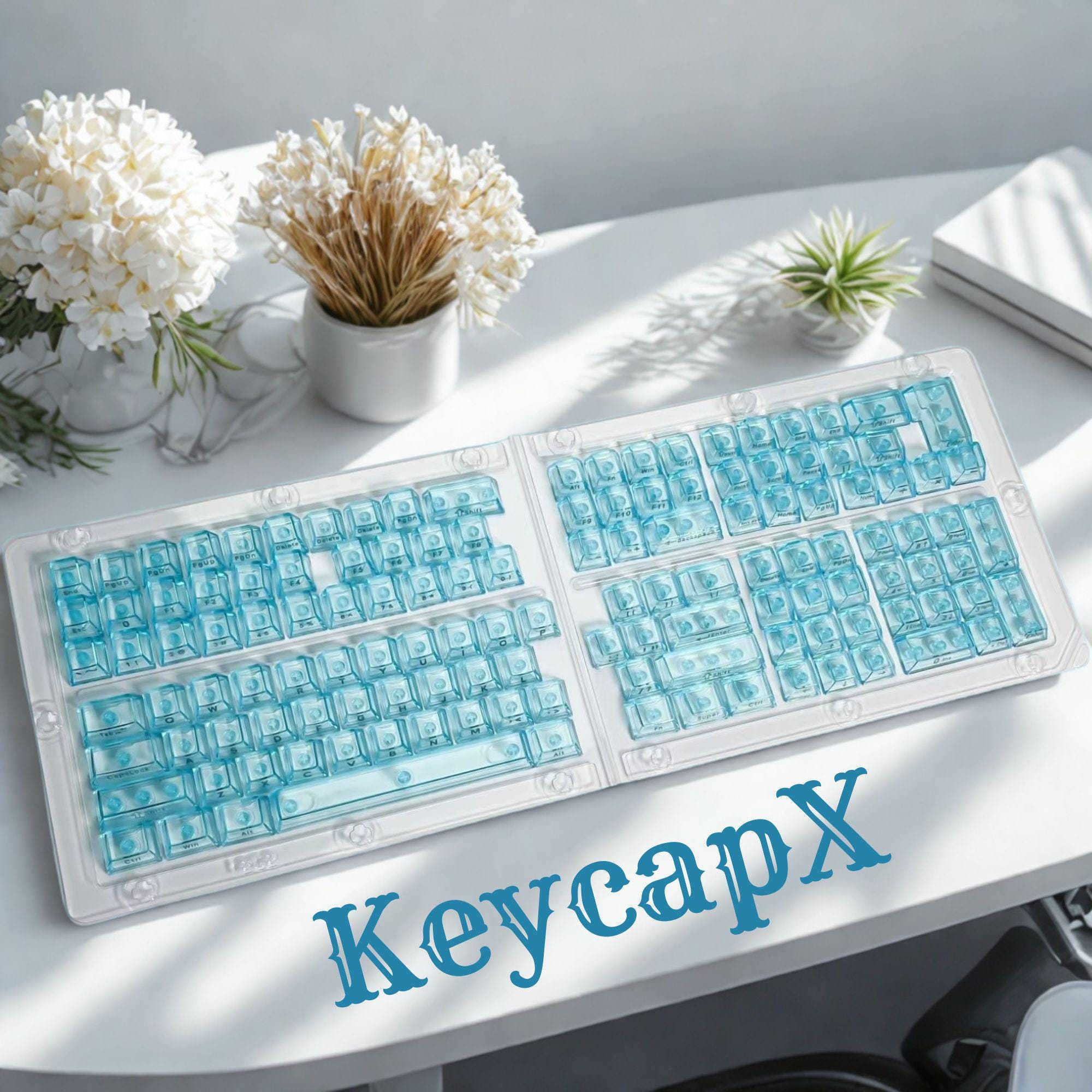 Blue Ice Transparent Keycap Set – Crystal Clear Cherry Profile PC ...
