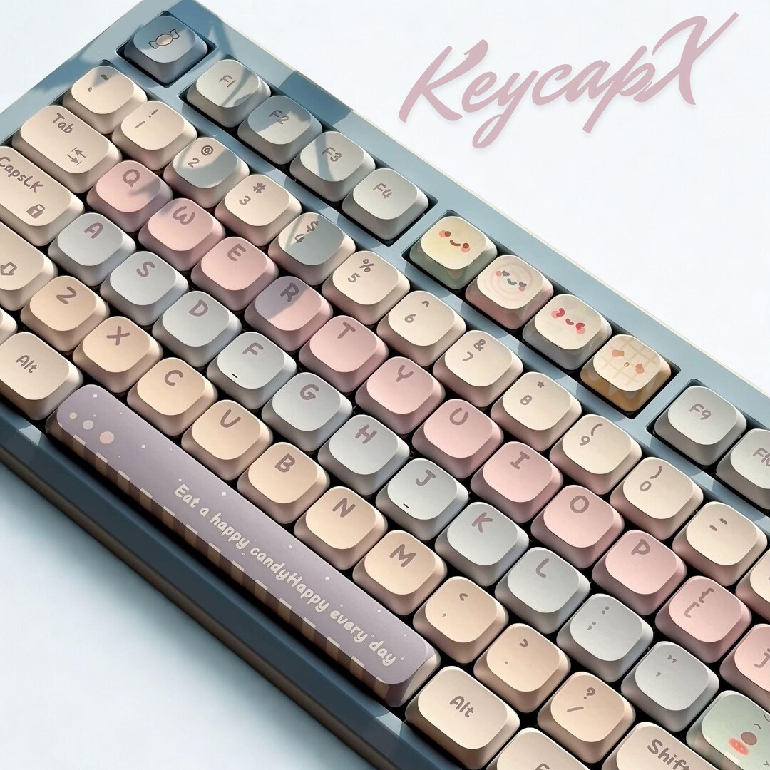 Low Profile Keycaps 120 Keys | ANSI ISO | Slim PBT Dye Sub Candy Theme ...