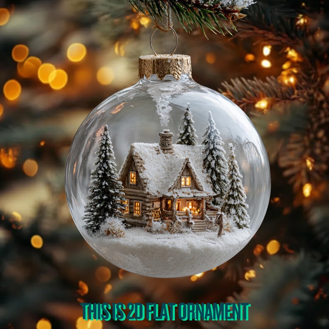 Miniature Log Cabin in Snow Globe Ornament – Rustic Winter Wonderland ...