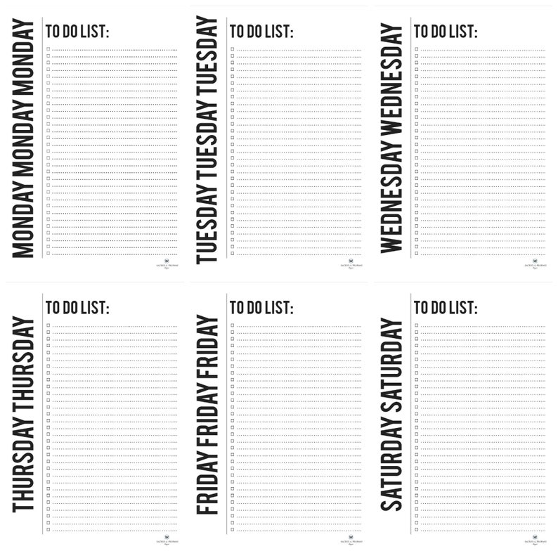 Printable To Do List Monday To Sunday To Do List Weekly | Etsy