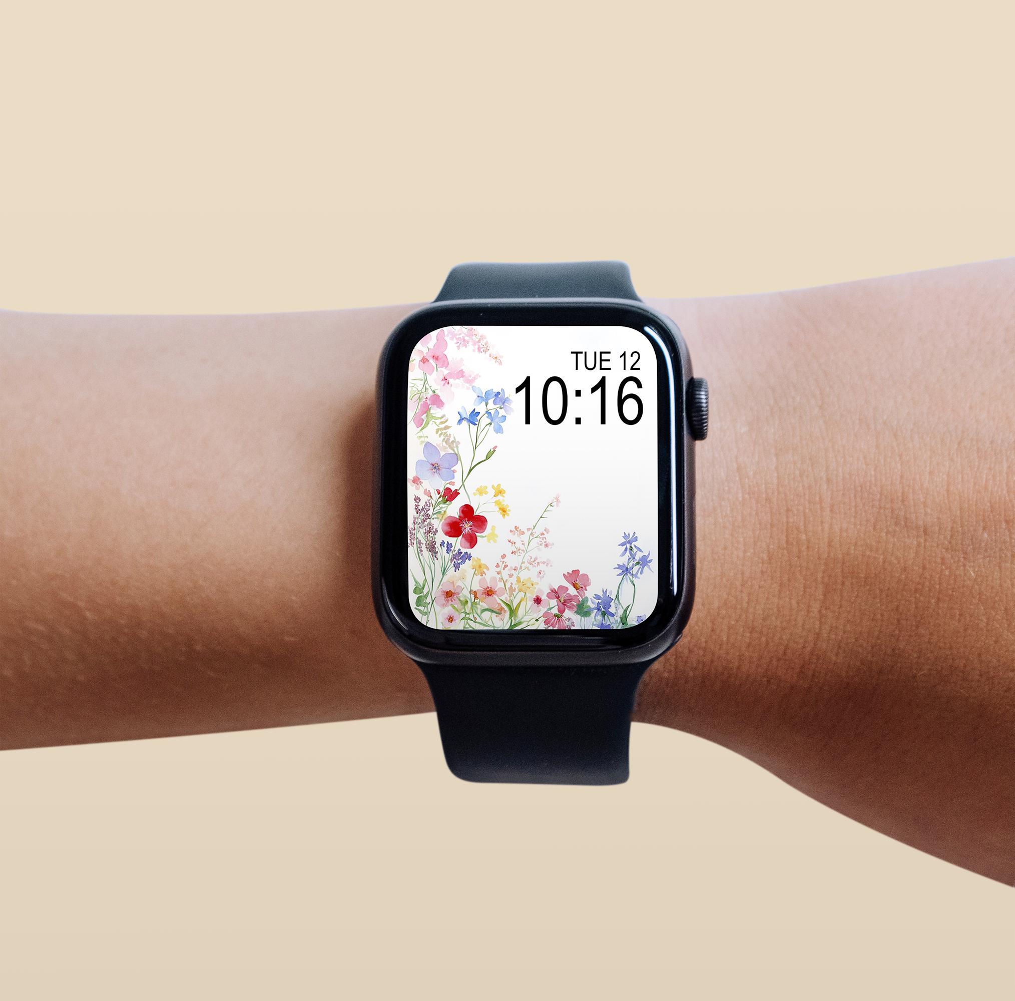 Apple Watch Face Floral Watercolor Wildflowers, Smartwatch Pastel ...