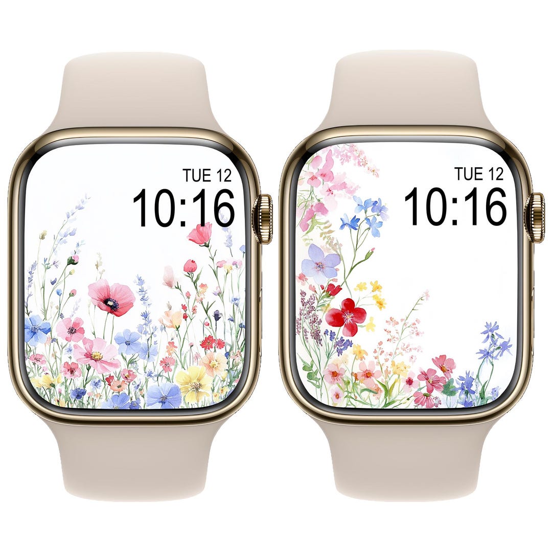 Apple Watch Face Floral Watercolor Wildflowers, Smartwatch Pastel ...