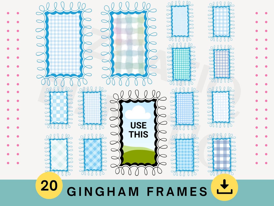 20 Gingham Frame Borders Bundle Editable Border Frames Custom Canva ...