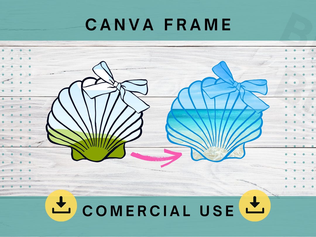 Seashell Editable Canva Template Whimsical Canva Frame Shape Coquette ...