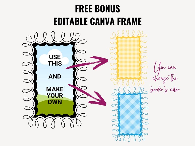 130 Gingham Frame Borders Bundle Editable Border Frames Custom Canva ...
