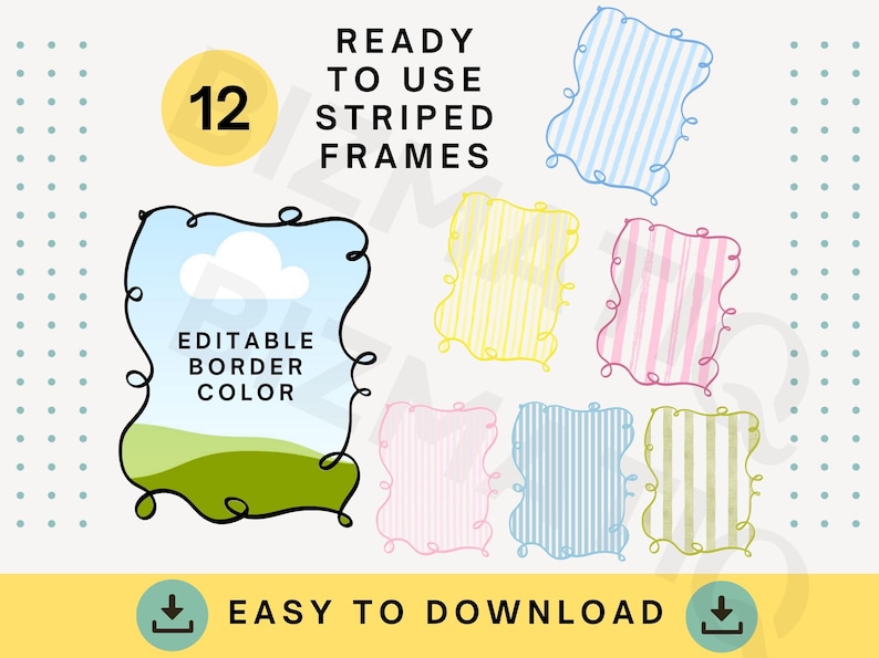 12 Editable Stripped Border Frames Set Custom Squiggle Canva Frames ...
