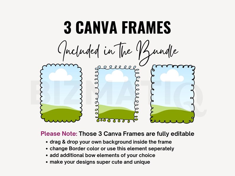 Editable Border Frames BUNDLE Custom Wavy Border Canva Frame Template ...