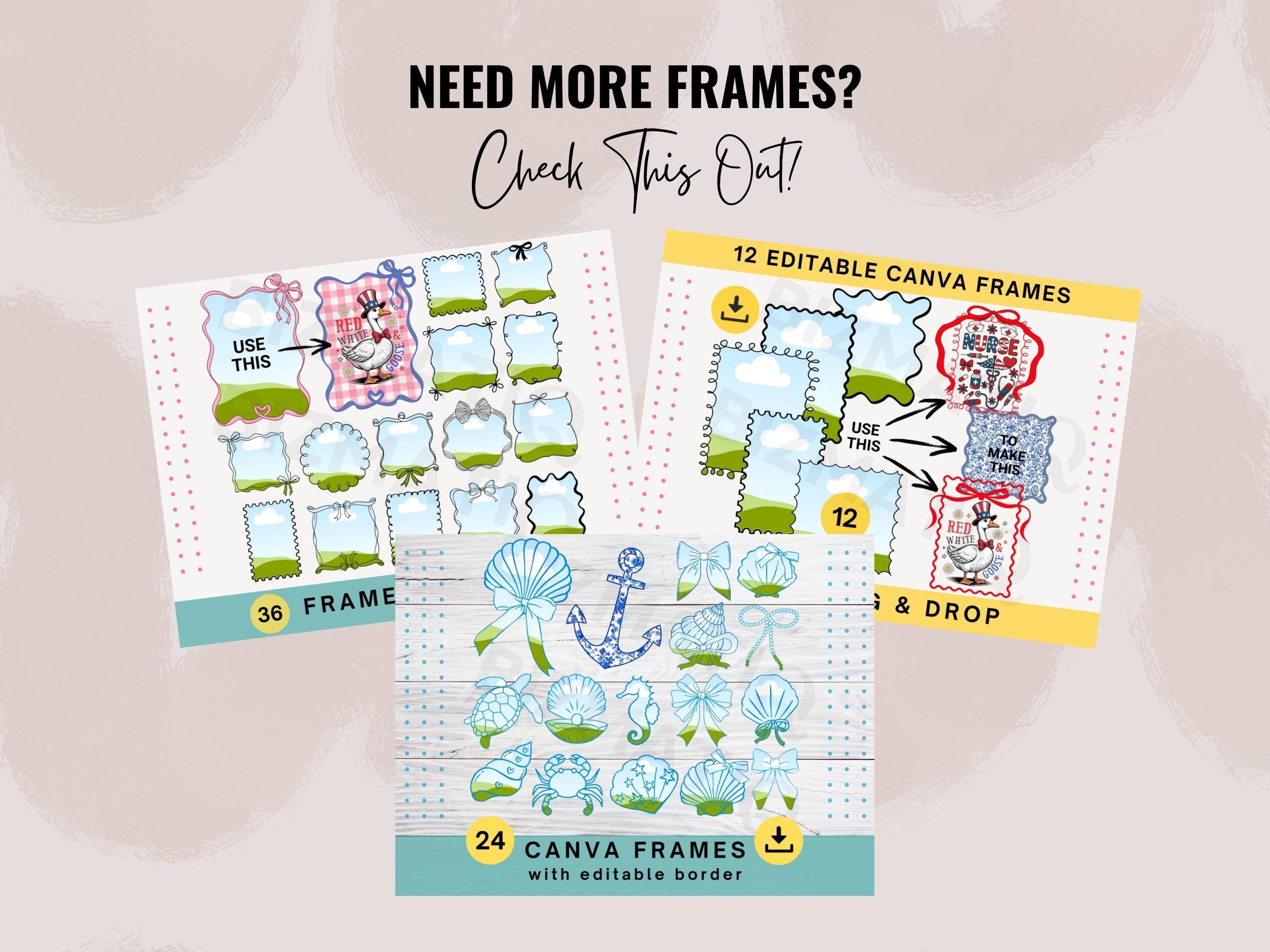 32 Editable Canva Border Frames BUNDLE Custom Squiggle Square Frames ...