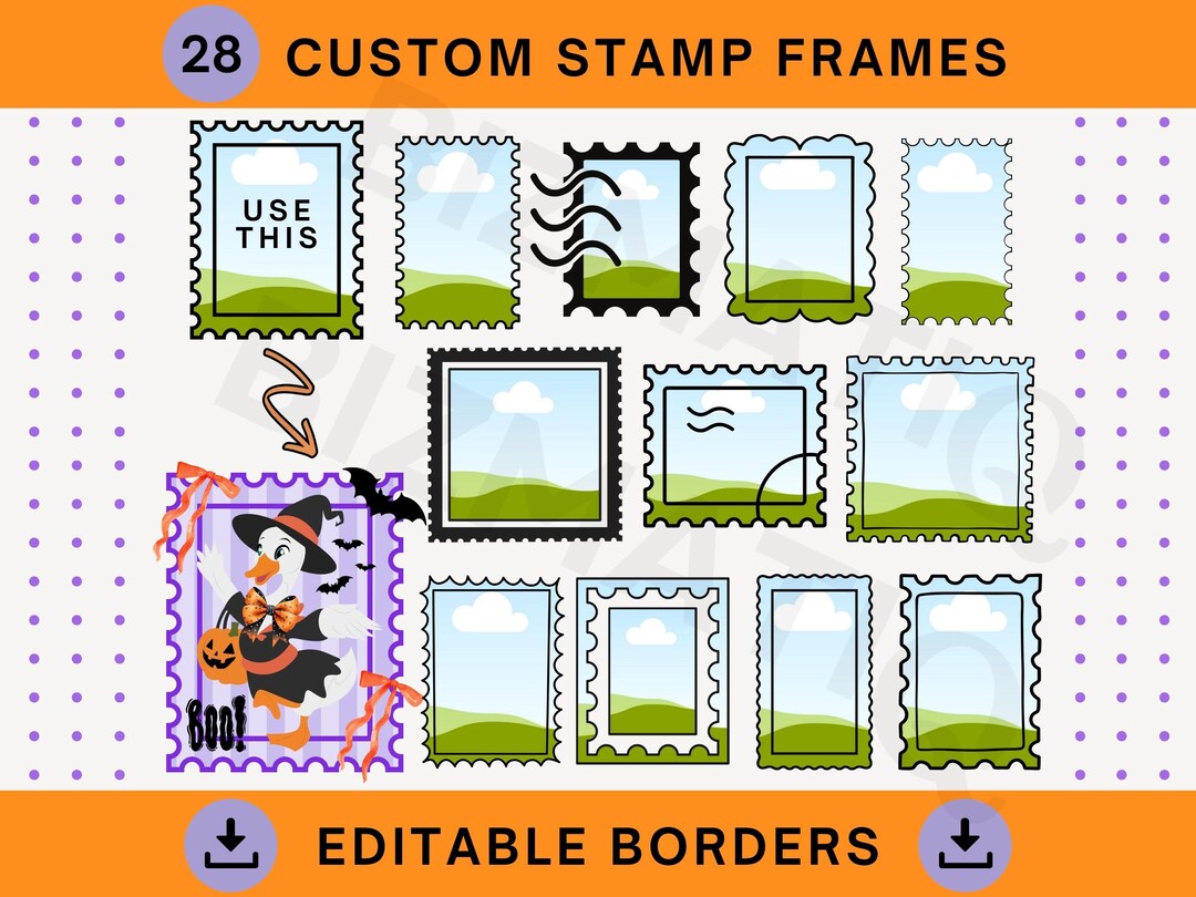 28 Editable Stamp Frames Bundle Drag & Drop Canva Frames Template ...