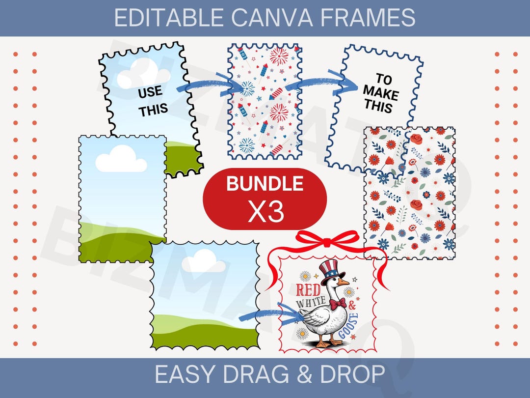 Custom Stamp Frame Canva Template Editable Stamp Border Frames BUNDLE ...