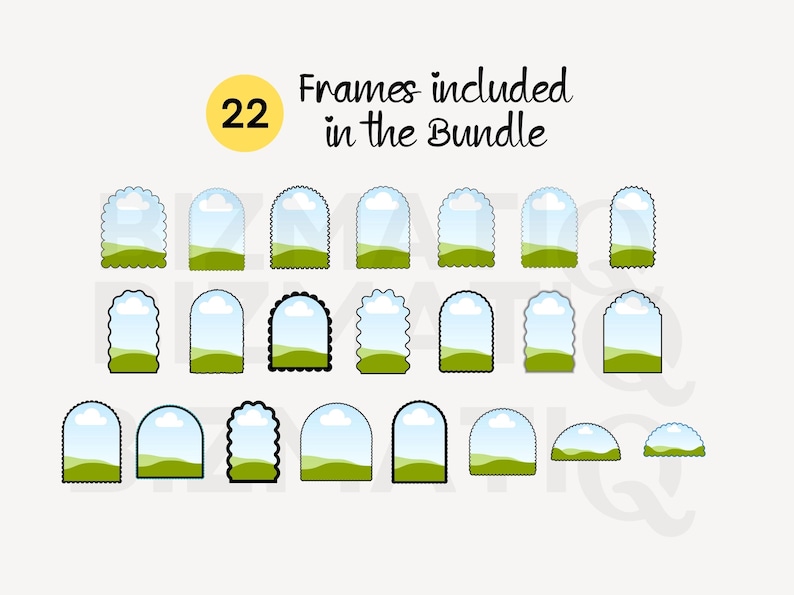 22 Scalloped Frames Bundle Drag & Drop Canva Frame Template Preppy ...